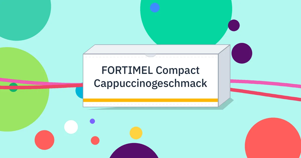 Symbolbild: Packung mit der Aufschrift FORTIMEL Compact Cappuccinogeschmack (PZN 00147482) – Verfügbarkeit und Bezug in Apotheken in Frankfurt am Main