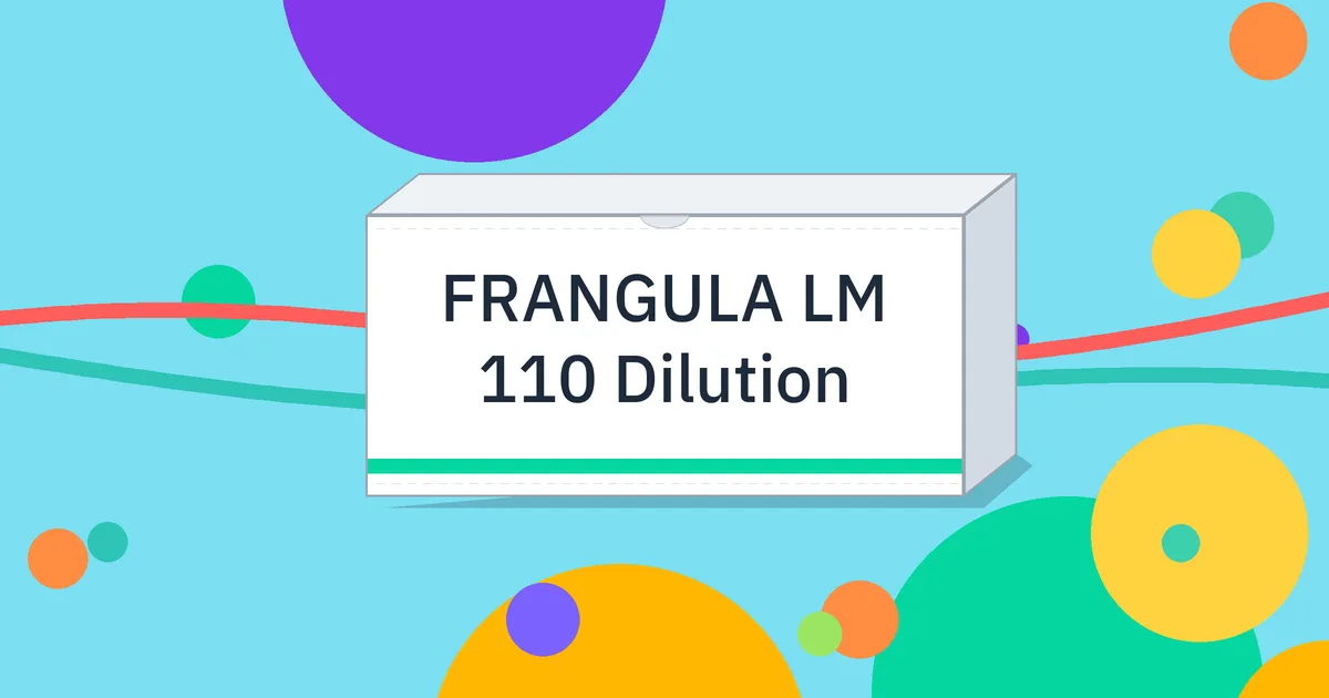 Symbolbild: Packung mit der Aufschrift FRANGULA LM 110 Dilution (PZN 12874709) – Verfügbarkeit und Bezug in Apotheken in Frankfurt am Main