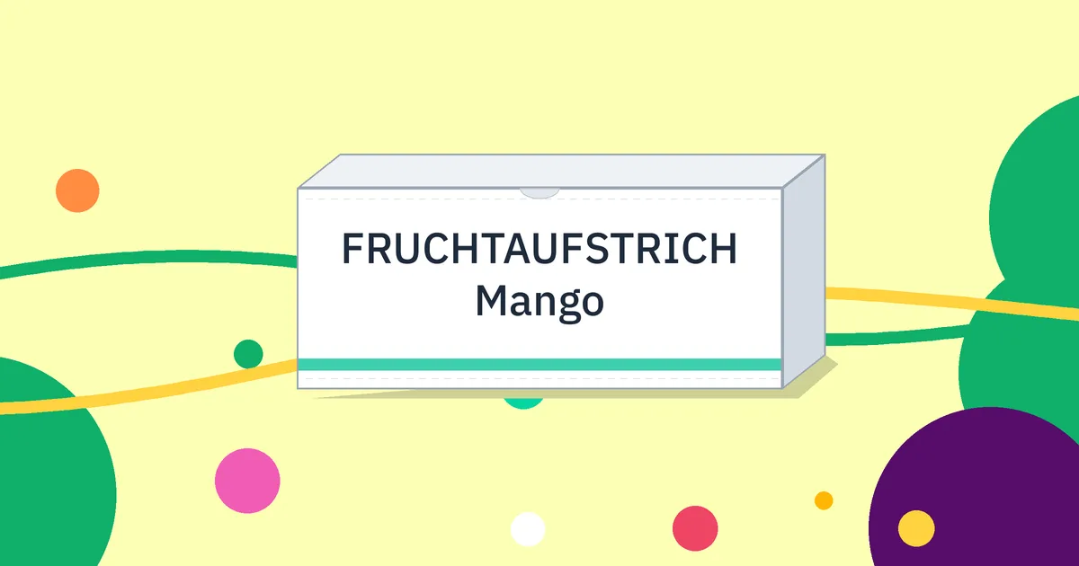 Symbolbild: Packung mit der Aufschrift FRUCHTAUFSTRICH Mango (PZN 09724395) – Verfügbarkeit und Bezug in Apotheken in Frankfurt am Main