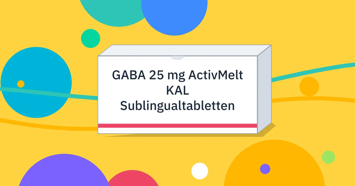 Symbolbild: Packung mit der Aufschrift GABA 25 mg ActivMelt KAL Sublingualtabletten (PZN 17214768) – Verfügbarkeit und Bezug in Apotheken in Frankfurt am Main