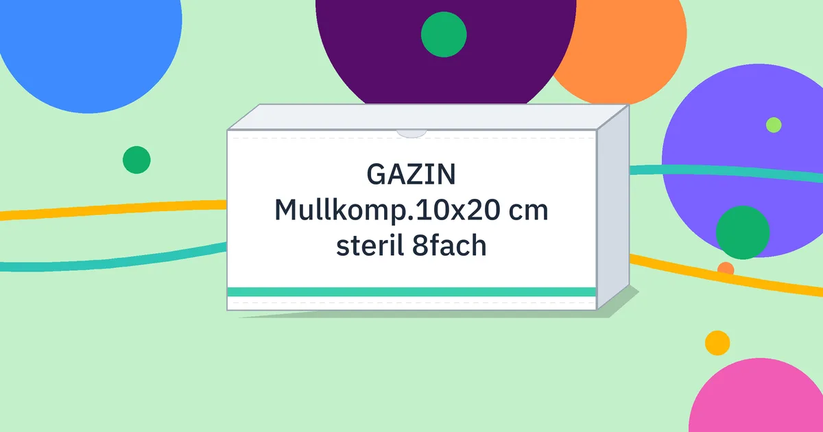 Symbolbild: Packung mit der Aufschrift GAZIN Mullkomp.10x20 cm steril 8fach (PZN 03449031) – Verfügbarkeit und Bezug in Apotheken in Frankfurt am Main
