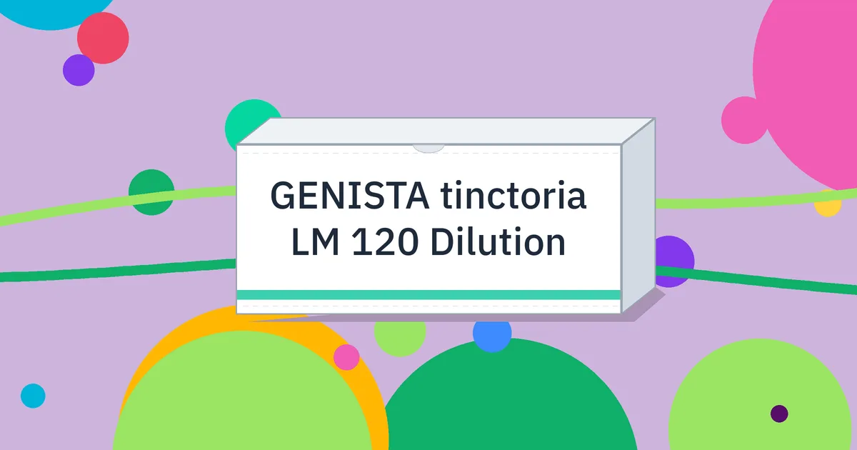 Symbolbild: Packung mit der Aufschrift GENISTA tinctoria LM 120 Dilution (PZN 13499780) – Verfügbarkeit und Bezug in Apotheken in Frankfurt am Main