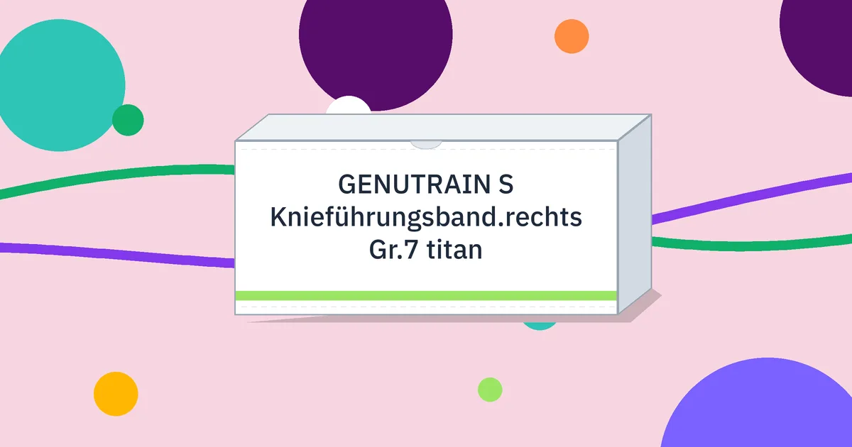 Symbolbild: Packung mit der Aufschrift GENUTRAIN S Knieführungsband.rechts Gr.7 titan (PZN 11228775) – Verfügbarkeit und Bezug in Apotheken in Frankfurt am Main
