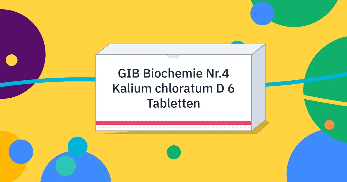 Symbolbild: Packung mit der Aufschrift GIB Biochemie Nr.4 Kalium chloratum D 6 Tabletten (PZN 08481223) – Verfügbarkeit und Bezug in Apotheken in Frankfurt am Main