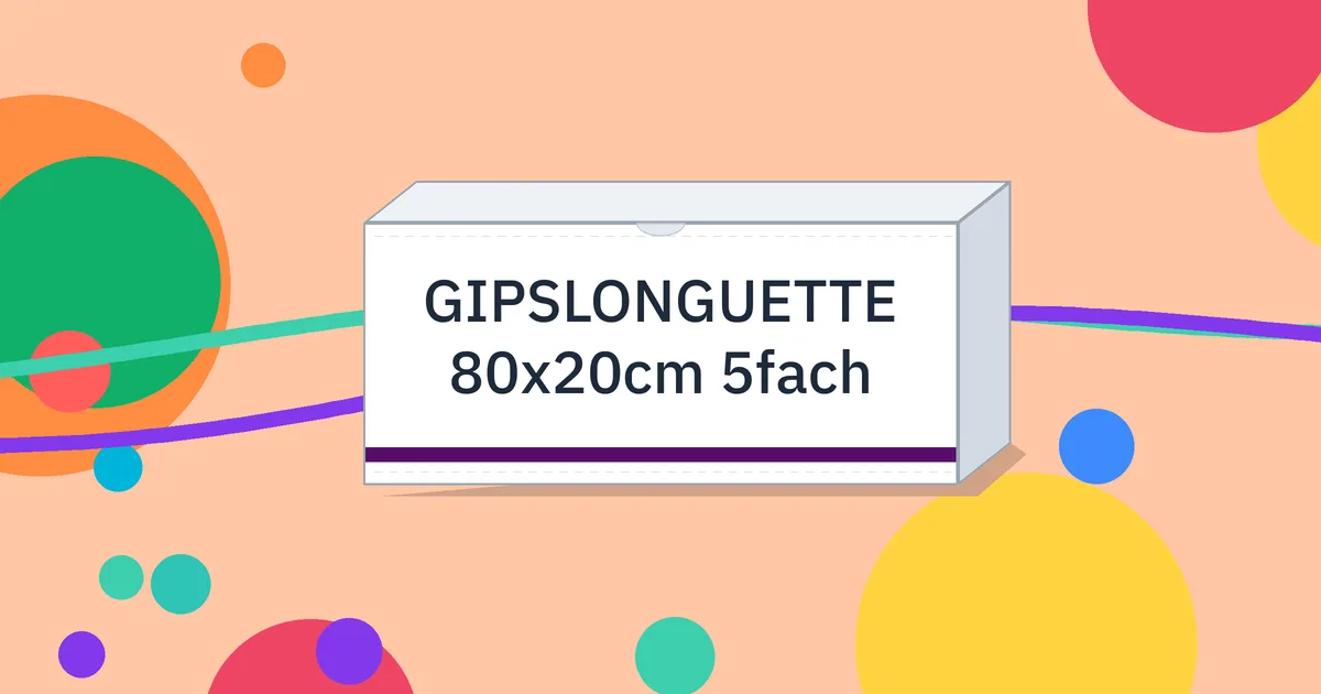 Symbolbild: Packung mit der Aufschrift GIPSLONGUETTE 80x20cm 5fach (PZN 01721380) – Verfügbarkeit und Bezug in Apotheken in Frankfurt am Main