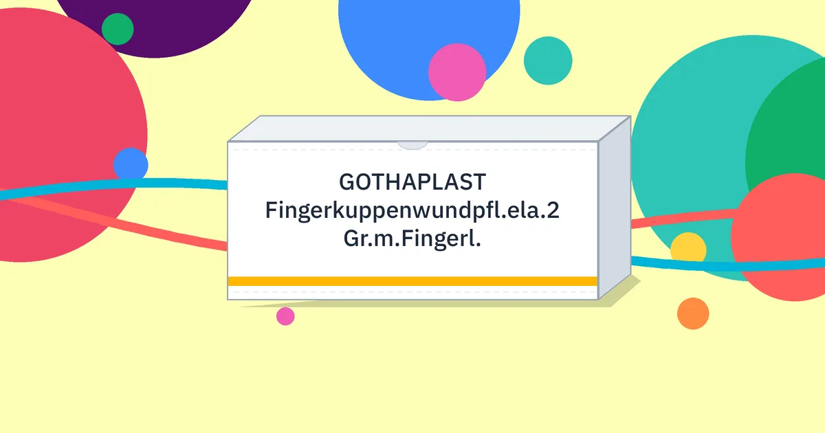 Symbolbild: Packung mit der Aufschrift GOTHAPLAST Fingerkuppenwundpfl.ela.2 Gr.m.Fingerl. (PZN 15575686) – Verfügbarkeit und Bezug in Apotheken in Frankfurt am Main