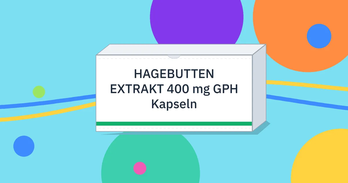 Symbolbild: Packung mit der Aufschrift HAGEBUTTEN EXTRAKT 400 mg GPH Kapseln (PZN 01696274) – Verfügbarkeit und Bezug in Apotheken in Frankfurt am Main