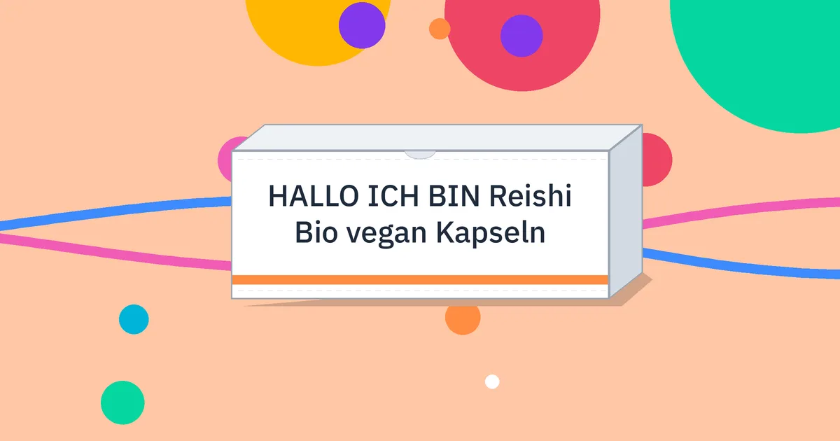 Symbolbild: Packung mit der Aufschrift HALLO ICH BIN Reishi Bio vegan Kapseln (PZN 14293885) – Verfügbarkeit und Bezug in Apotheken in Frankfurt am Main