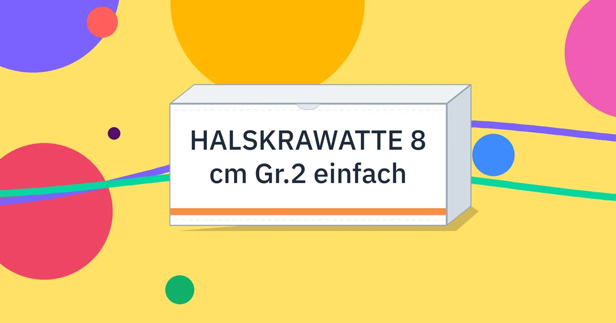 Symbolbild: Packung mit der Aufschrift HALSKRAWATTE 8 cm Gr.2 einfach (PZN 02439160) – Verfügbarkeit und Bezug in Apotheken in Frankfurt am Main