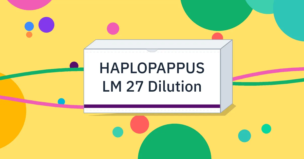 Symbolbild: Packung mit der Aufschrift HAPLOPAPPUS LM 27 Dilution (PZN 12885050) – Verfügbarkeit und Bezug in Apotheken in Frankfurt am Main