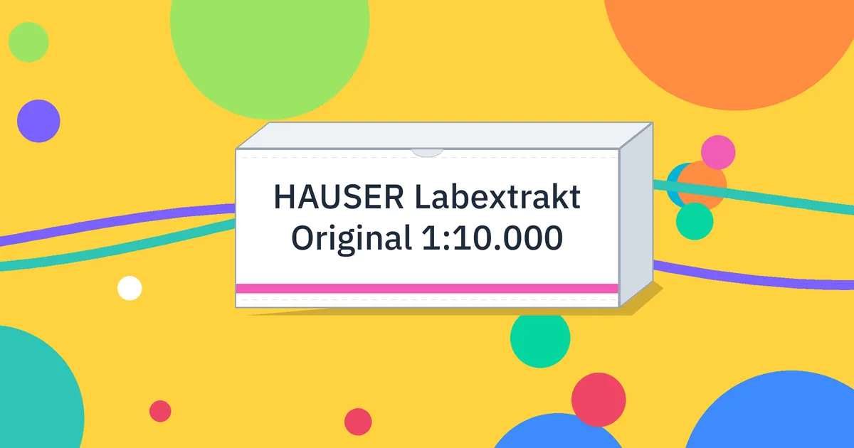 Symbolbild: Packung mit der Aufschrift HAUSER Labextrakt Original 1:10.000 (PZN 00451748) – Verfügbarkeit und Bezug in Apotheken in Frankfurt am Main