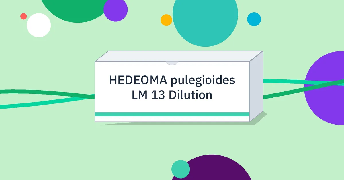 Symbolbild: Packung mit der Aufschrift HEDEOMA pulegioides LM 13 Dilution (PZN 13551167) – Verfügbarkeit und Bezug in Apotheken in Frankfurt am Main