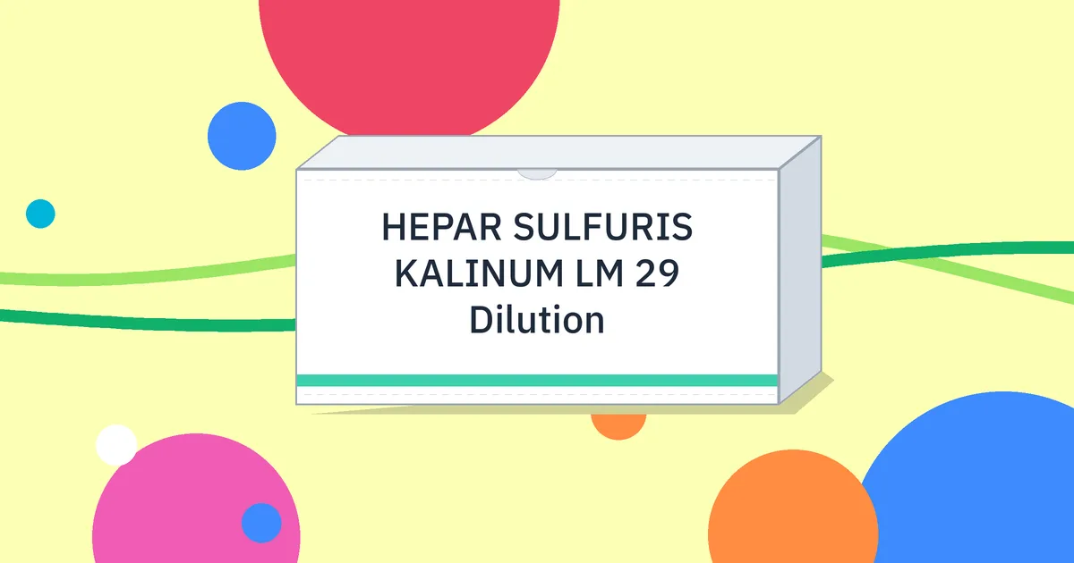 Symbolbild: Packung mit der Aufschrift HEPAR SULFURIS KALINUM LM 29 Dilution (PZN 12888077) – Verfügbarkeit und Bezug in Apotheken in Frankfurt am Main