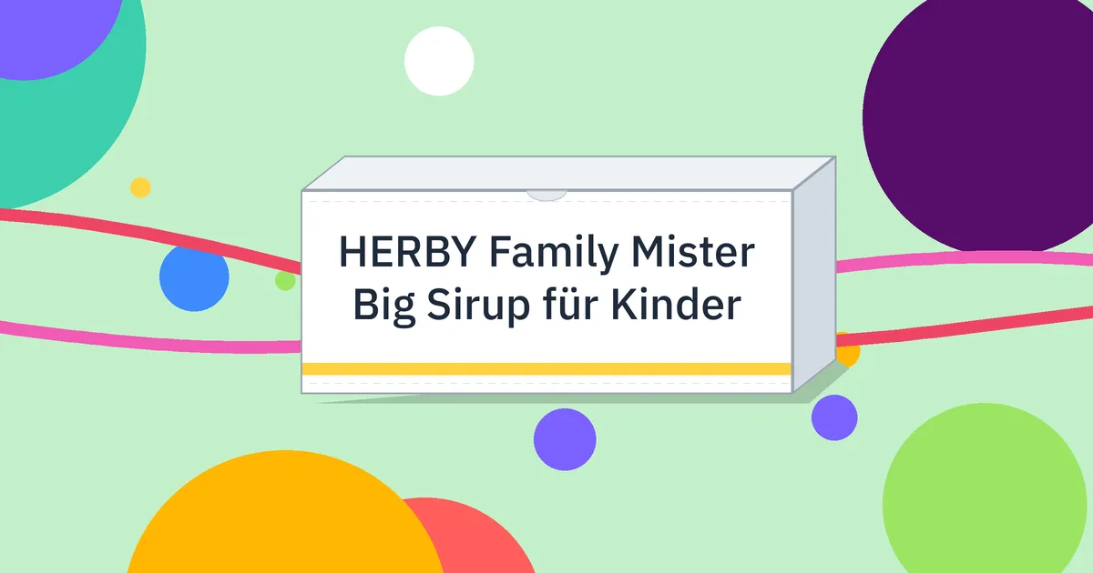 Symbolbild: Packung mit der Aufschrift HERBY Family Mister Big Sirup für Kinder (PZN 19114189) – Verfügbarkeit und Bezug in Apotheken in Frankfurt am Main