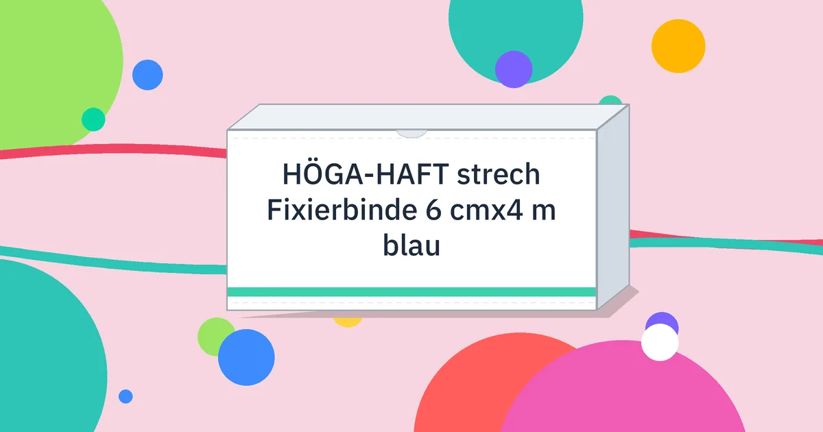 Symbolbild: Packung mit der Aufschrift HÖGA-HAFT strech Fixierbinde 6 cmx4 m blau (PZN 20029721) – Verfügbarkeit und Bezug in Apotheken in Frankfurt am Main