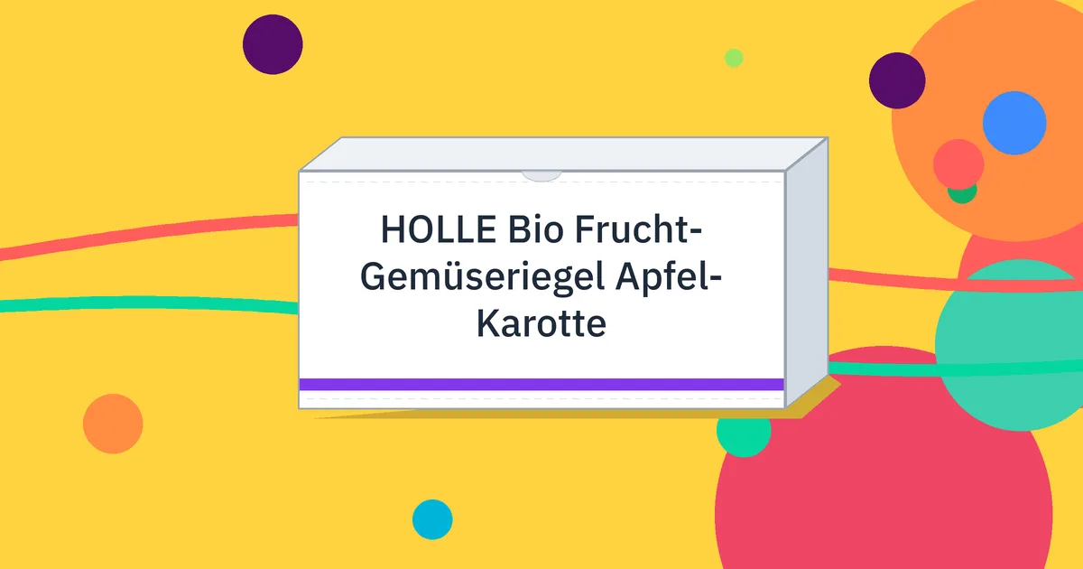 Symbolbild: Packung mit der Aufschrift HOLLE Bio Frucht-Gemüseriegel Apfel-Karotte (PZN 16596785) – Verfügbarkeit und Bezug in Apotheken in Frankfurt am Main
