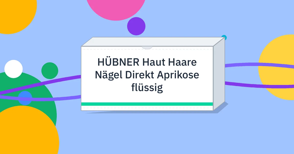Symbolbild: Packung mit der Aufschrift HÜBNER Haut Haare Nägel Direkt Aprikose flüssig (PZN 20038542) – Verfügbarkeit und Bezug in Apotheken in Frankfurt am Main