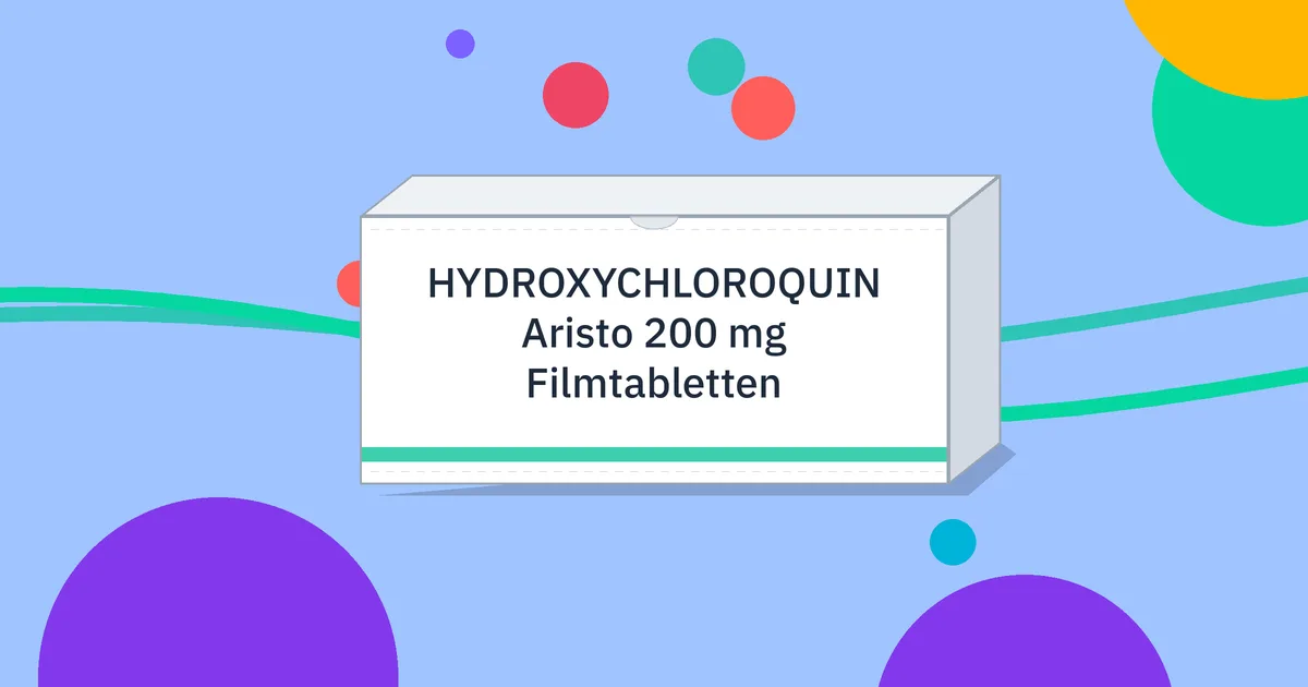 Symbolbild: Packung mit der Aufschrift HYDROXYCHLOROQUIN Aristo 200 mg Filmtabletten (PZN 12444587) – Verfügbarkeit und Bezug in Apotheken in Frankfurt am Main