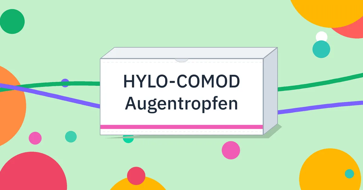Symbolbild: Packung mit der Aufschrift HYLO-COMOD Augentropfen (PZN 04047553) – Verfügbarkeit und Bezug in Apotheken in Frankfurt am Main
