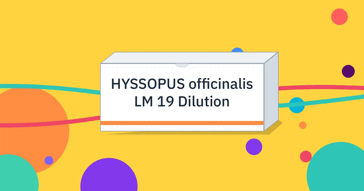 Symbolbild: Packung mit der Aufschrift HYSSOPUS officinalis LM 19 Dilution (PZN 13558241) – Verfügbarkeit und Bezug in Apotheken in Frankfurt am Main