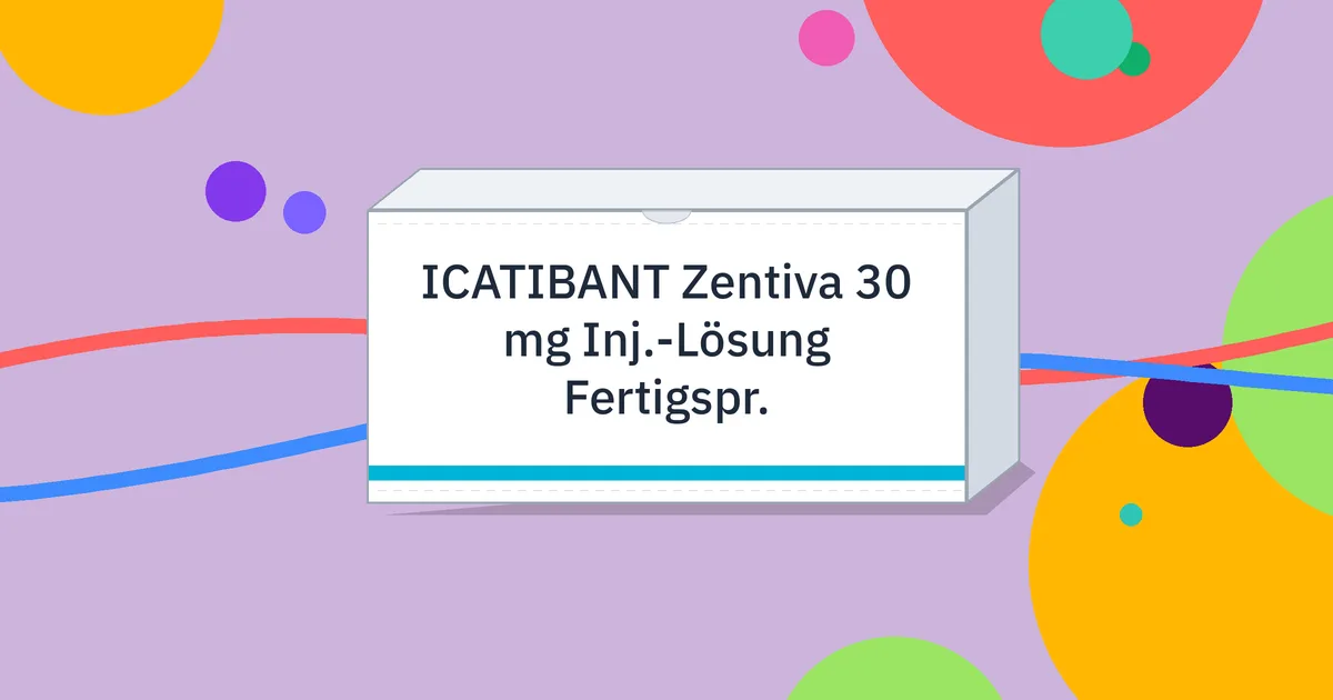 Symbolbild: Packung mit der Aufschrift ICATIBANT Zentiva 30 mg Inj.-Lösung Fertigspr. (PZN 17503030) – Verfügbarkeit und Bezug in Apotheken in Frankfurt am Main
