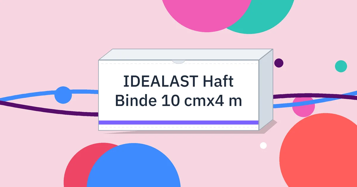 Symbolbild: Packung mit der Aufschrift IDEALAST Haft Binde 10 cmx4 m (PZN 03517442) – Verfügbarkeit und Bezug in Apotheken in Frankfurt am Main