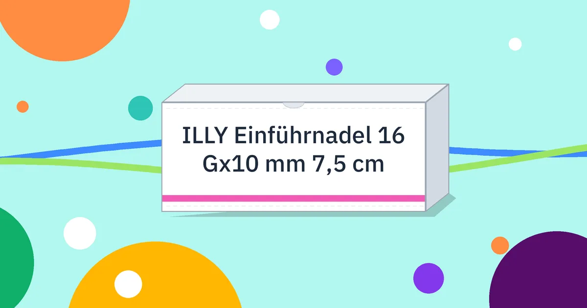 Symbolbild: Packung mit der Aufschrift ILLY Einführnadel 16 Gx10 mm 7,5 cm (PZN 16921216) – Verfügbarkeit und Bezug in Apotheken in Frankfurt am Main