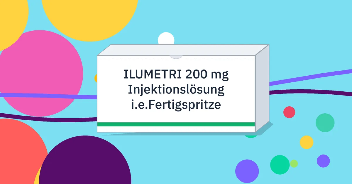 Symbolbild: Packung mit der Aufschrift ILUMETRI 200 mg Injektionslösung i.e.Fertigspritze (PZN 19107060) – Verfügbarkeit und Bezug in Apotheken in Frankfurt am Main