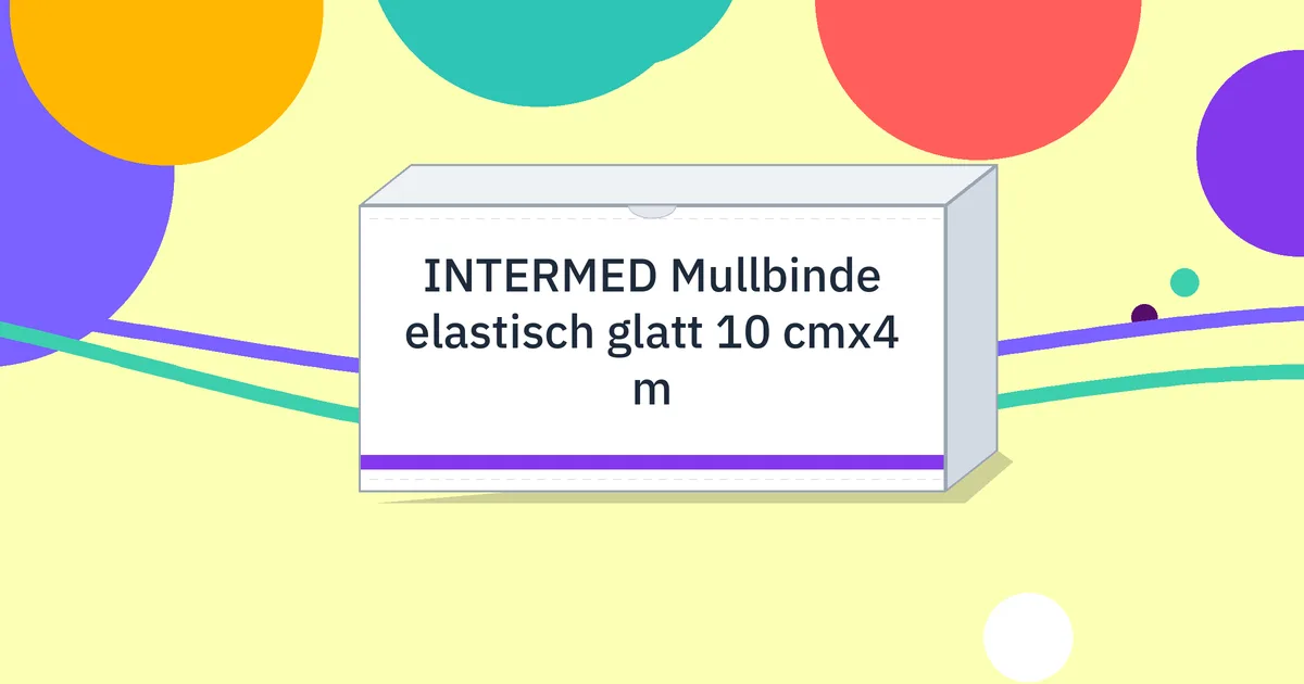 Symbolbild: Packung mit der Aufschrift INTERMED Mullbinde elastisch glatt 10 cmx4 m (PZN 02554168) – Verfügbarkeit und Bezug in Apotheken in Frankfurt am Main