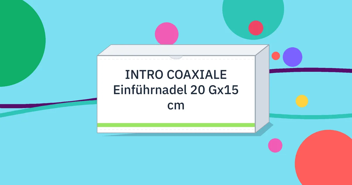 Symbolbild: Packung mit der Aufschrift INTRO COAXIALE Einführnadel 20 Gx15 cm (PZN 16918970) – Verfügbarkeit und Bezug in Apotheken in Frankfurt am Main
