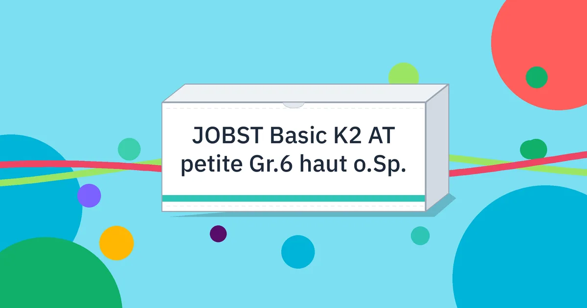 Symbolbild: Packung mit der Aufschrift JOBST Basic K2 AT petite Gr.6 haut o.Sp. (PZN 11249694) – Verfügbarkeit und Bezug in Apotheken in Frankfurt am Main