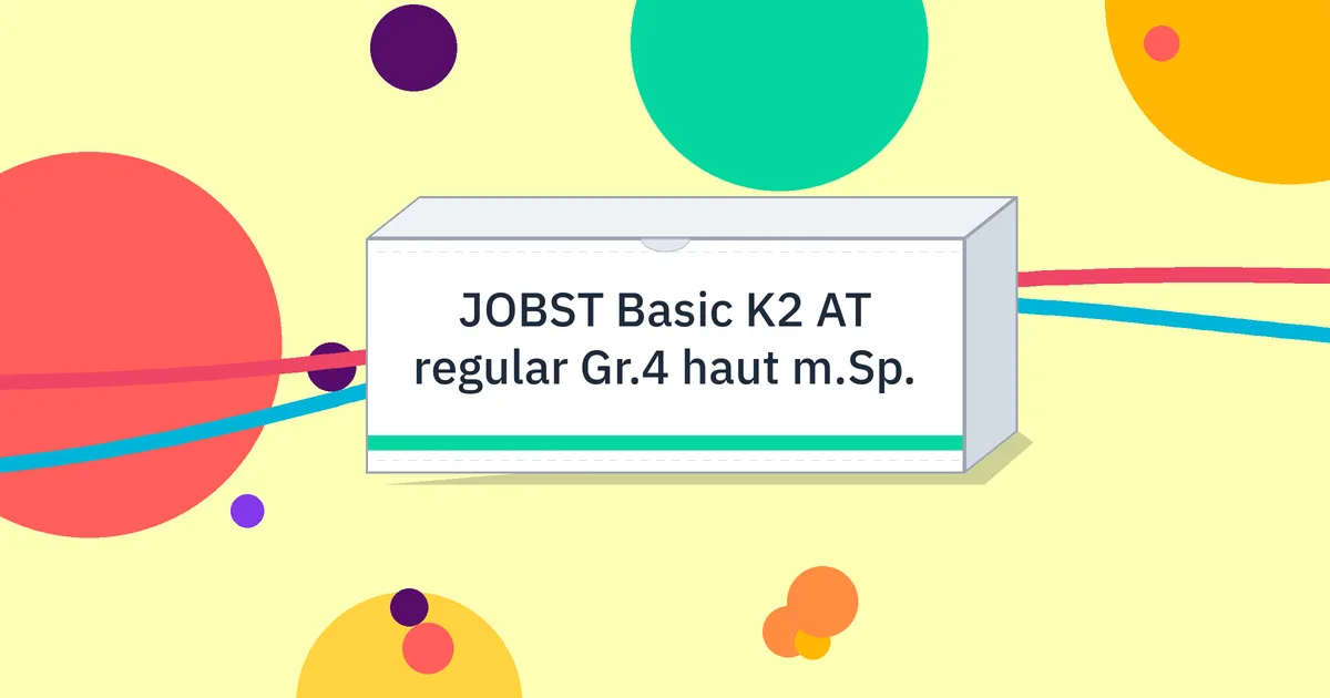 Symbolbild: Packung mit der Aufschrift JOBST Basic K2 AT regular Gr.4 haut m.Sp. (PZN 13060676) – Verfügbarkeit und Bezug in Apotheken in Frankfurt am Main
