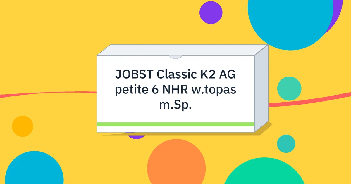Symbolbild: Packung mit der Aufschrift JOBST Classic K2 AG petite 6 NHR w.topas m.Sp. (PZN 13063143) – Verfügbarkeit und Bezug in Apotheken in Frankfurt am Main