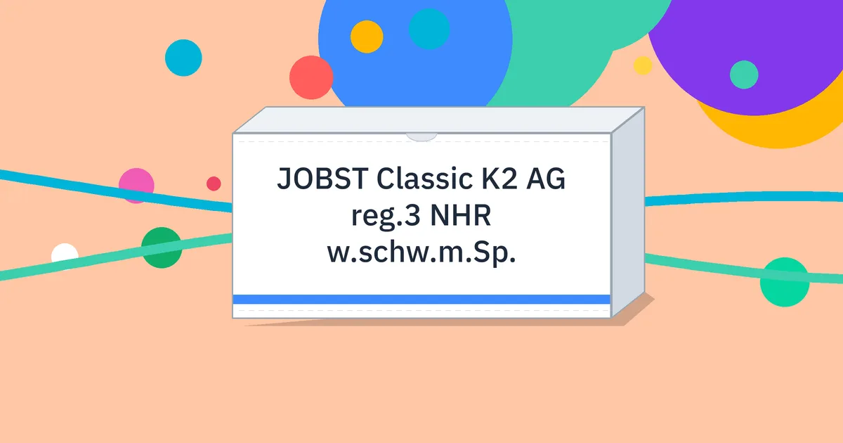 Symbolbild: Packung mit der Aufschrift JOBST Classic K2 AG reg.3 NHR w.schw.m.Sp. (PZN 10727482) – Verfügbarkeit und Bezug in Apotheken in Frankfurt am Main