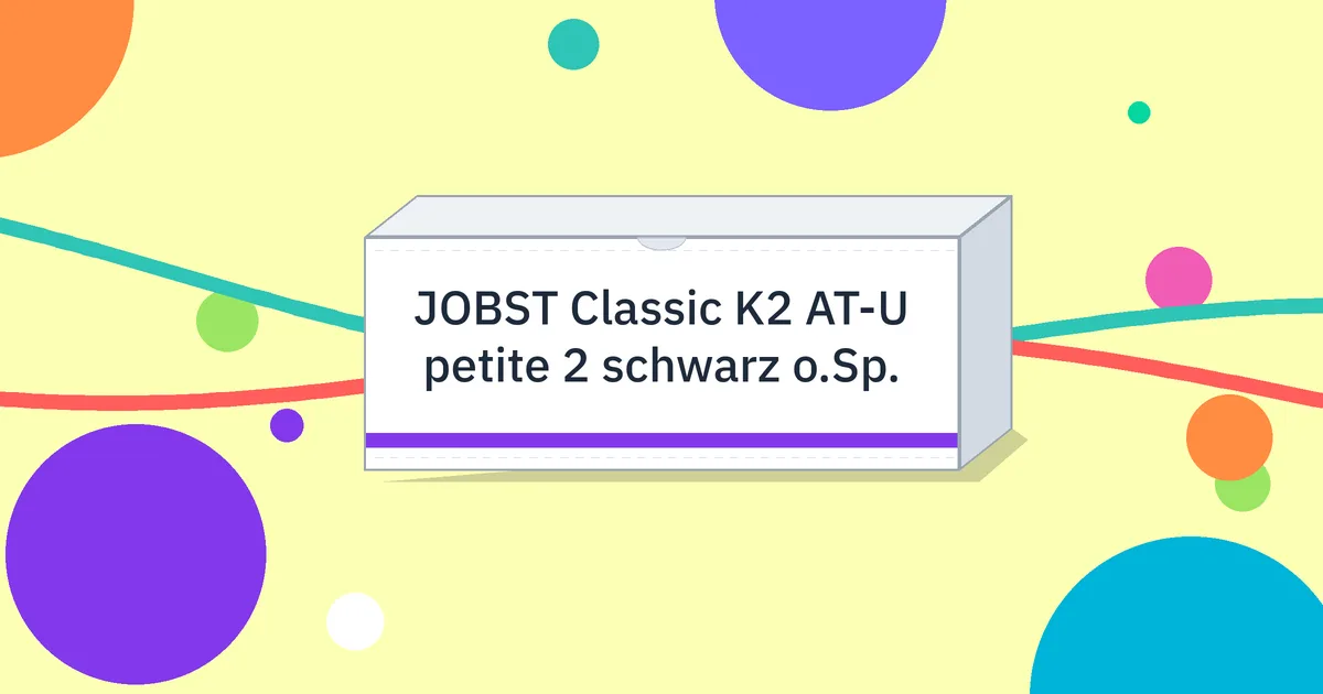Symbolbild: Packung mit der Aufschrift JOBST Classic K2 AT-U petite 2 schwarz o.Sp. (PZN 13068502) – Verfügbarkeit und Bezug in Apotheken in Frankfurt am Main