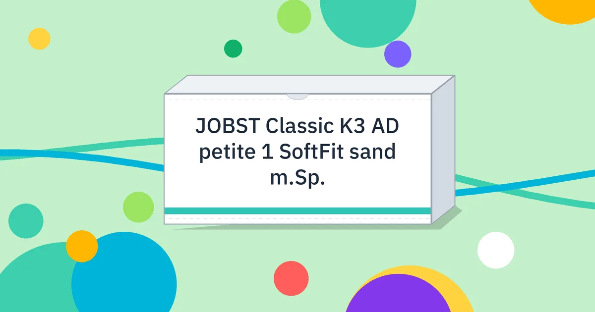 Symbolbild: Packung mit der Aufschrift JOBST Classic K3 AD petite 1 SoftFit sand m.Sp. (PZN 14223330) – Verfügbarkeit und Bezug in Apotheken in Frankfurt am Main
