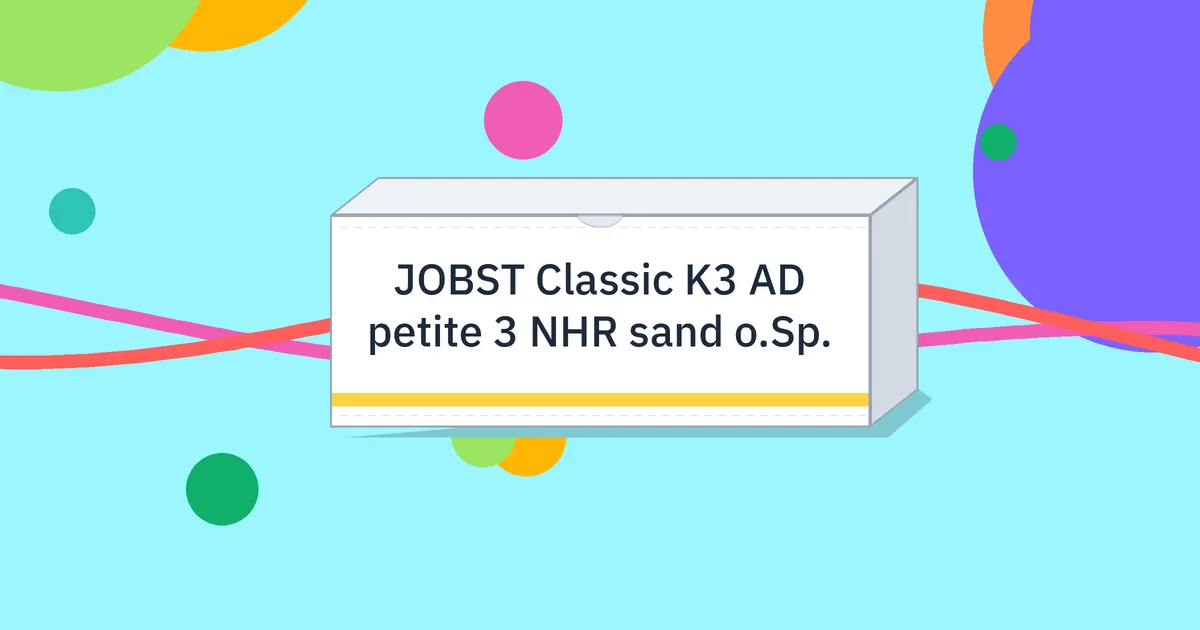 Symbolbild: Packung mit der Aufschrift JOBST Classic K3 AD petite 3 NHR sand o.Sp. (PZN 13070315) – Verfügbarkeit und Bezug in Apotheken in Frankfurt am Main