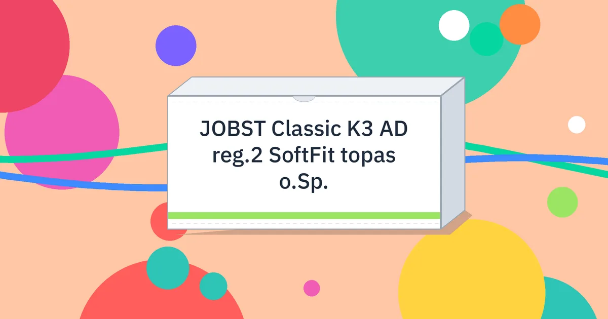 Symbolbild: Packung mit der Aufschrift JOBST Classic K3 AD reg.2 SoftFit topas o.Sp. (PZN 14224080) – Verfügbarkeit und Bezug in Apotheken in Frankfurt am Main