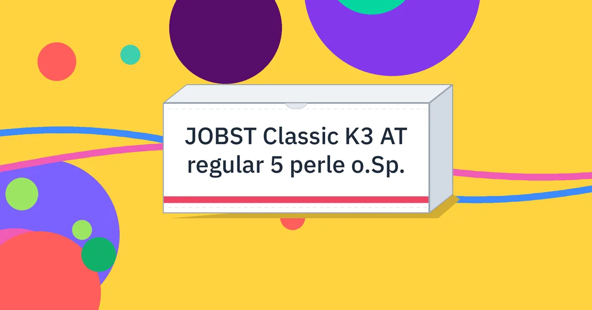 Symbolbild: Packung mit der Aufschrift JOBST Classic K3 AT regular 5 perle o.Sp. (PZN 13078239) – Verfügbarkeit und Bezug in Apotheken in Frankfurt am Main