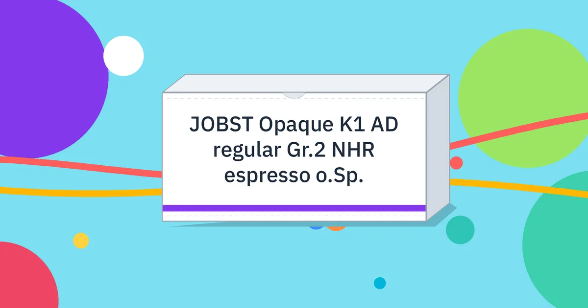 Symbolbild: Packung mit der Aufschrift JOBST Opaque K1 AD regular Gr.2 NHR espresso o.Sp. (PZN 16263233) – Verfügbarkeit und Bezug in Apotheken in Frankfurt am Main