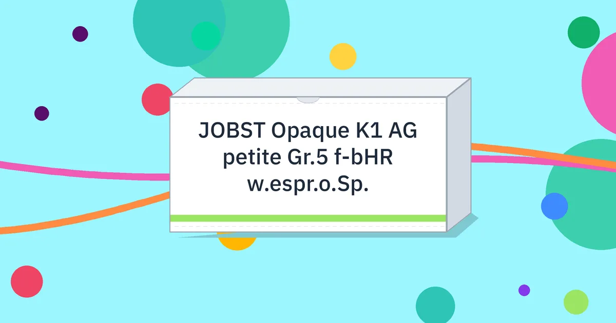 Symbolbild: Packung mit der Aufschrift JOBST Opaque K1 AG petite Gr.5 f-bHR w.espr.o.Sp. (PZN 16270865) – Verfügbarkeit und Bezug in Apotheken in Frankfurt am Main