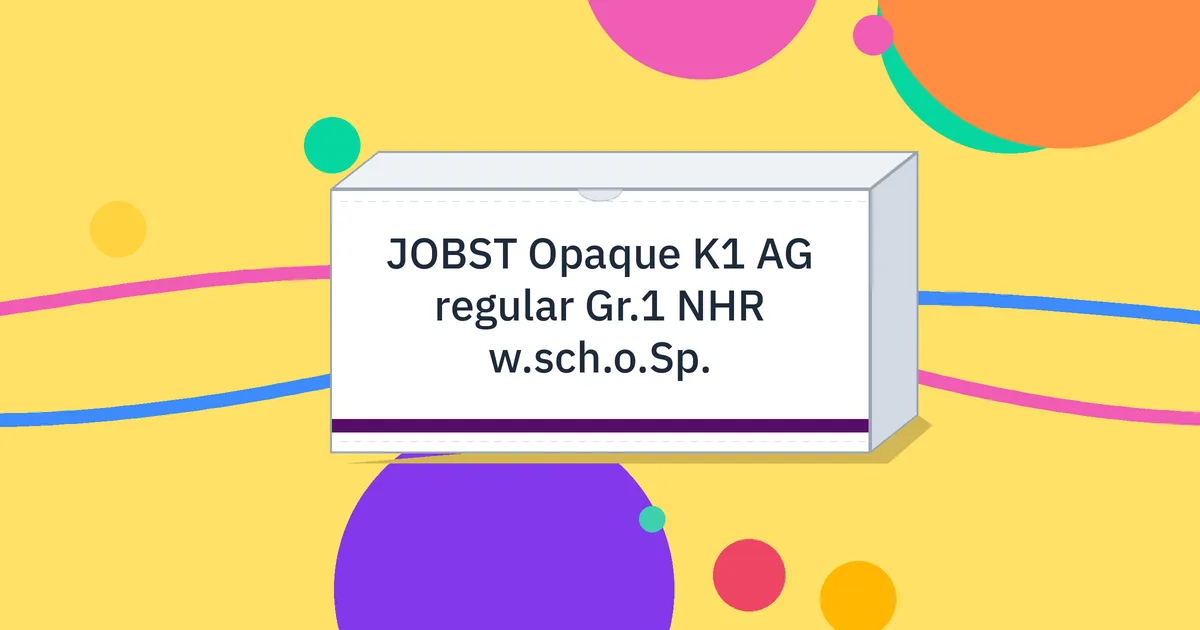 Symbolbild: Packung mit der Aufschrift JOBST Opaque K1 AG regular Gr.1 NHR w.sch.o.Sp. (PZN 13095700) – Verfügbarkeit und Bezug in Apotheken in Frankfurt am Main