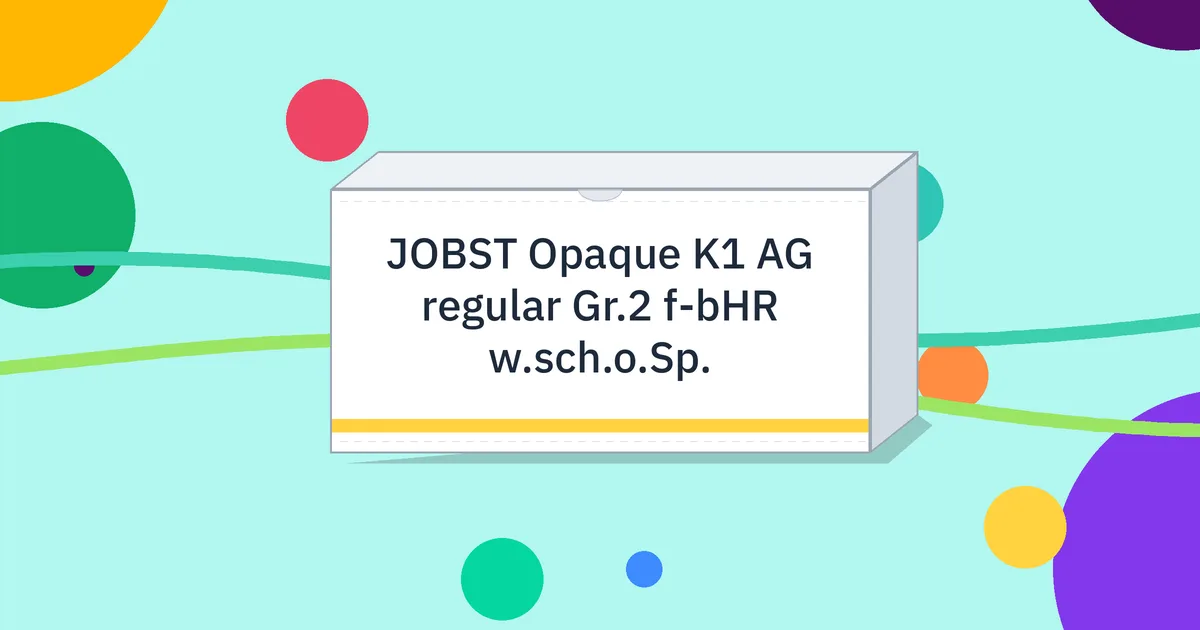 Symbolbild: Packung mit der Aufschrift JOBST Opaque K1 AG regular Gr.2 f-bHR w.sch.o.Sp. (PZN 13094876) – Verfügbarkeit und Bezug in Apotheken in Frankfurt am Main