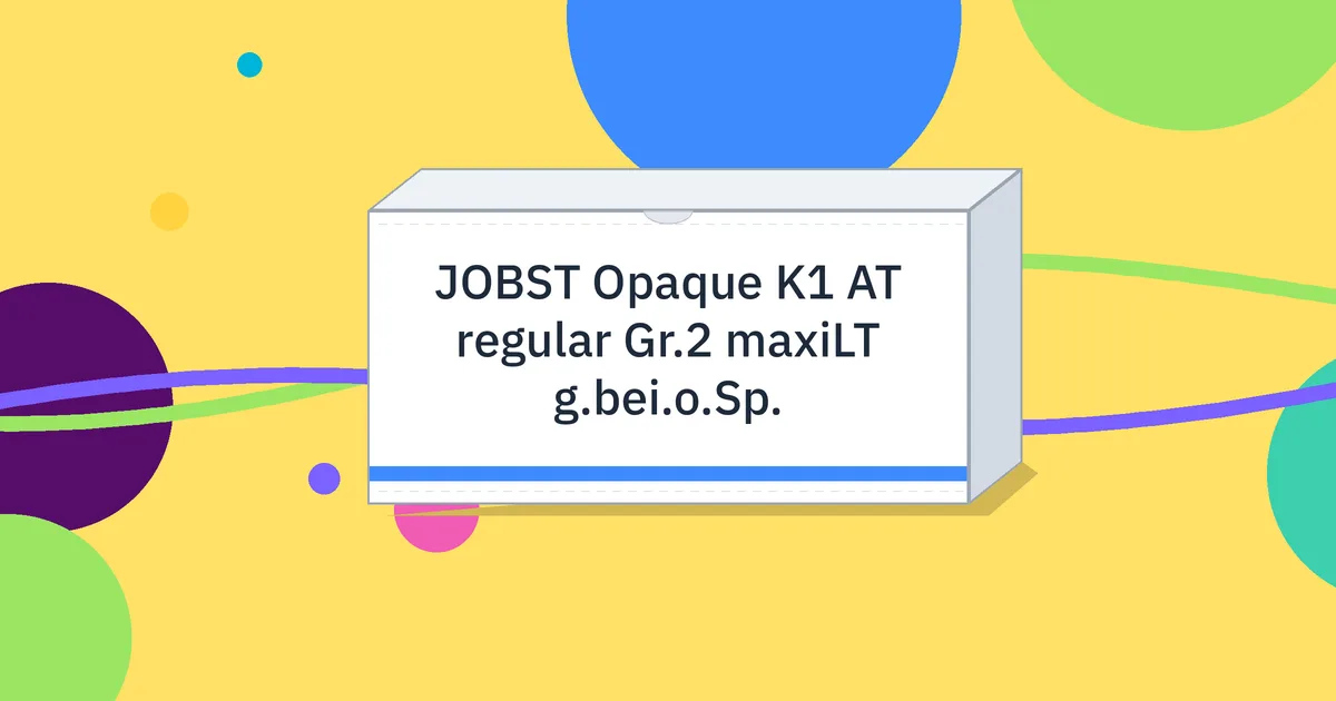 Symbolbild: Packung mit der Aufschrift JOBST Opaque K1 AT regular Gr.2 maxiLT g.bei.o.Sp. (PZN 16274610) – Verfügbarkeit und Bezug in Apotheken in Frankfurt am Main
