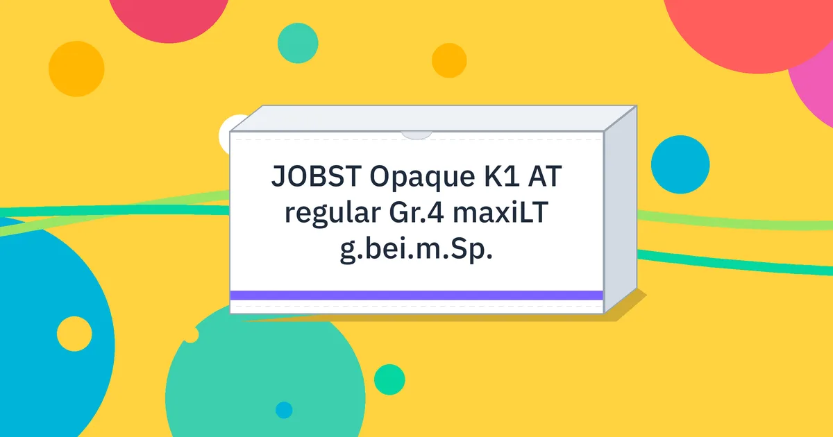 Symbolbild: Packung mit der Aufschrift JOBST Opaque K1 AT regular Gr.4 maxiLT g.bei.m.Sp. (PZN 16274722) – Verfügbarkeit und Bezug in Apotheken in Frankfurt am Main