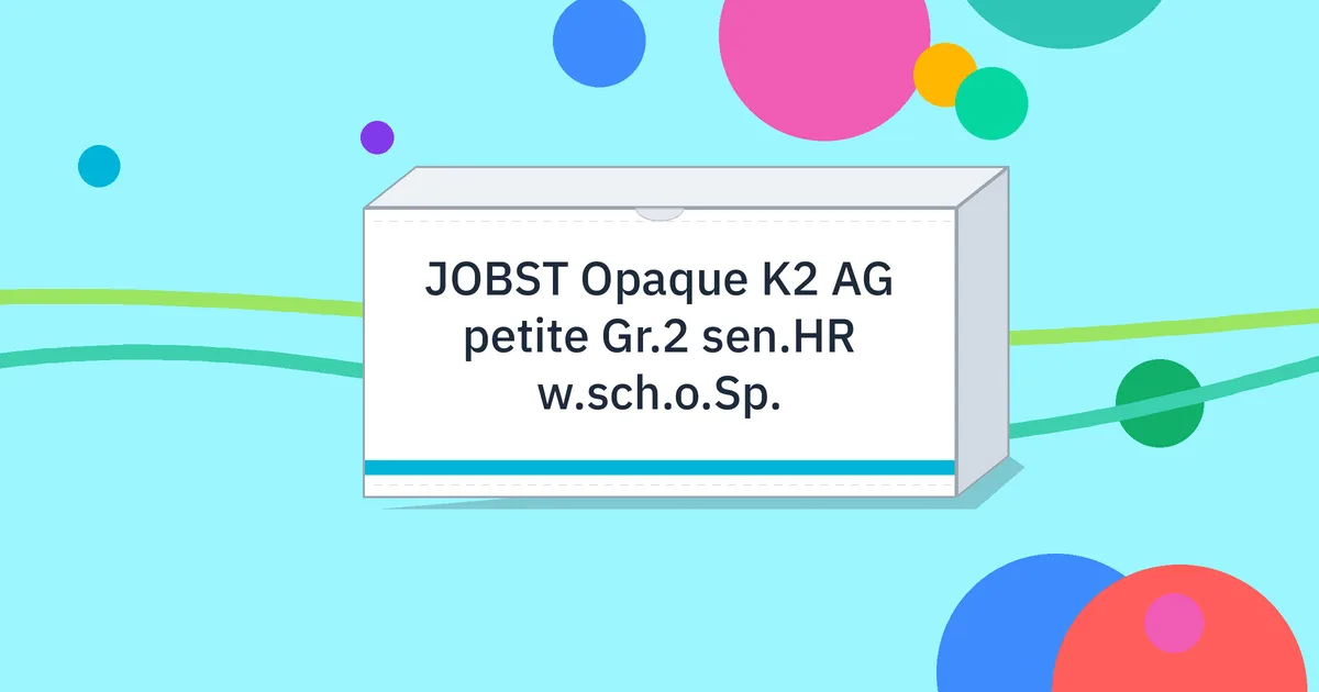 Symbolbild: Packung mit der Aufschrift JOBST Opaque K2 AG petite Gr.2 sen.HR w.sch.o.Sp. (PZN 11256719) – Verfügbarkeit und Bezug in Apotheken in Frankfurt am Main