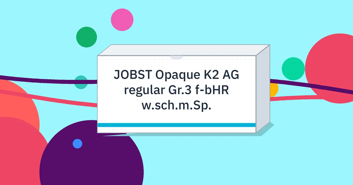 Symbolbild: Packung mit der Aufschrift JOBST Opaque K2 AG regular Gr.3 f-bHR w.sch.m.Sp. (PZN 11253483) – Verfügbarkeit und Bezug in Apotheken in Frankfurt am Main