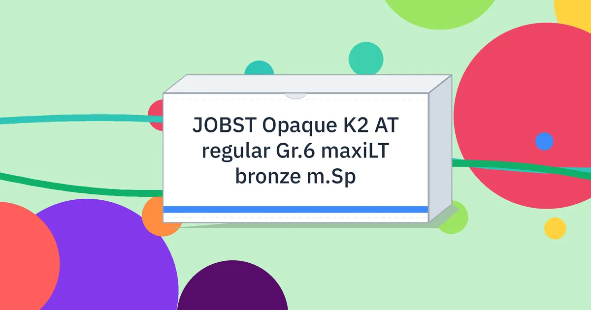 Symbolbild: Packung mit der Aufschrift JOBST Opaque K2 AT regular Gr.6 maxiLT bronze m.Sp (PZN 13121395) – Verfügbarkeit und Bezug in Apotheken in Frankfurt am Main