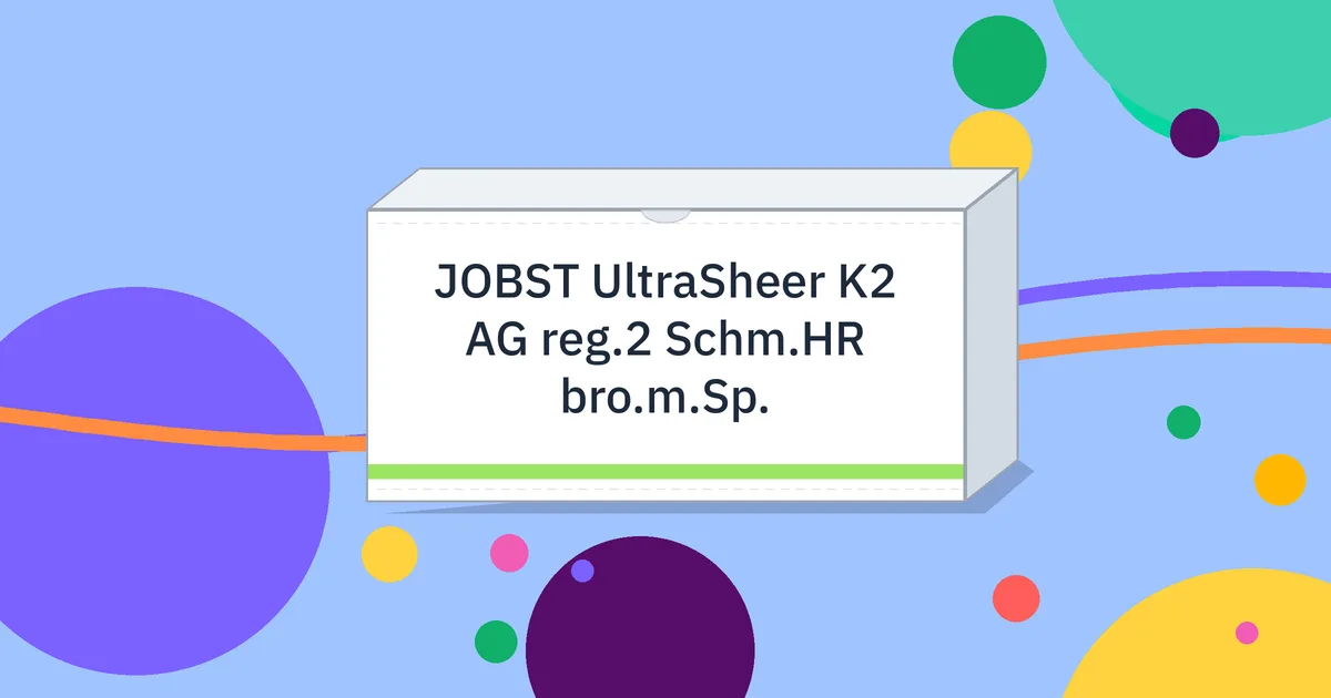 Symbolbild: Packung mit der Aufschrift JOBST UltraSheer K2 AG reg.2 Schm.HR bro.m.Sp. (PZN 13145102) – Verfügbarkeit und Bezug in Apotheken in Frankfurt am Main