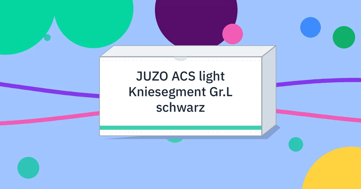 Symbolbild: Packung mit der Aufschrift JUZO ACS light Kniesegment Gr.L schwarz (PZN 13575423) – Verfügbarkeit und Bezug in Apotheken in Frankfurt am Main